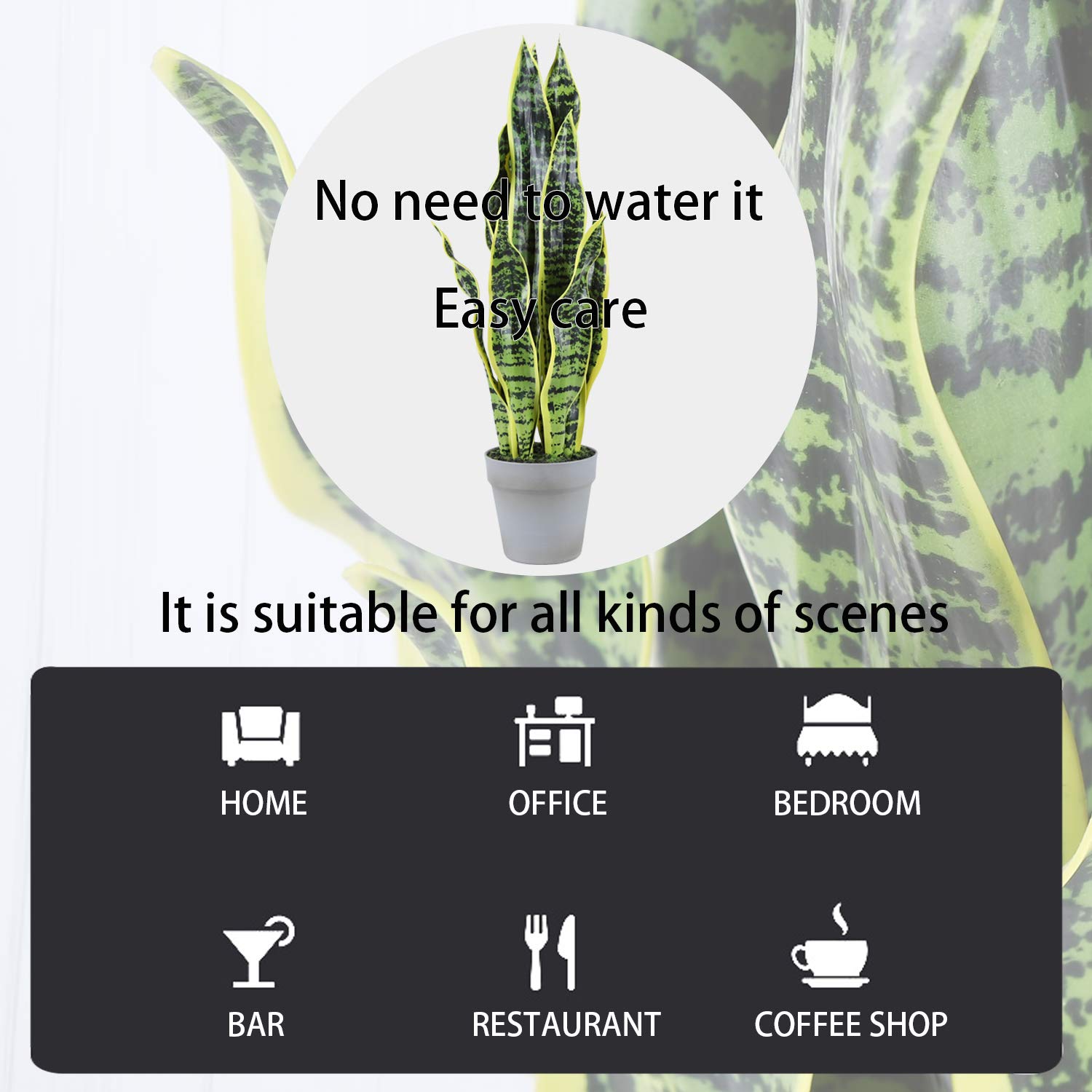 Artificial Snake Plant Faux Sansevieria 26 Inch Feaux Plastic Greenery Agave Potted Plants for Home Office Garden Decoration