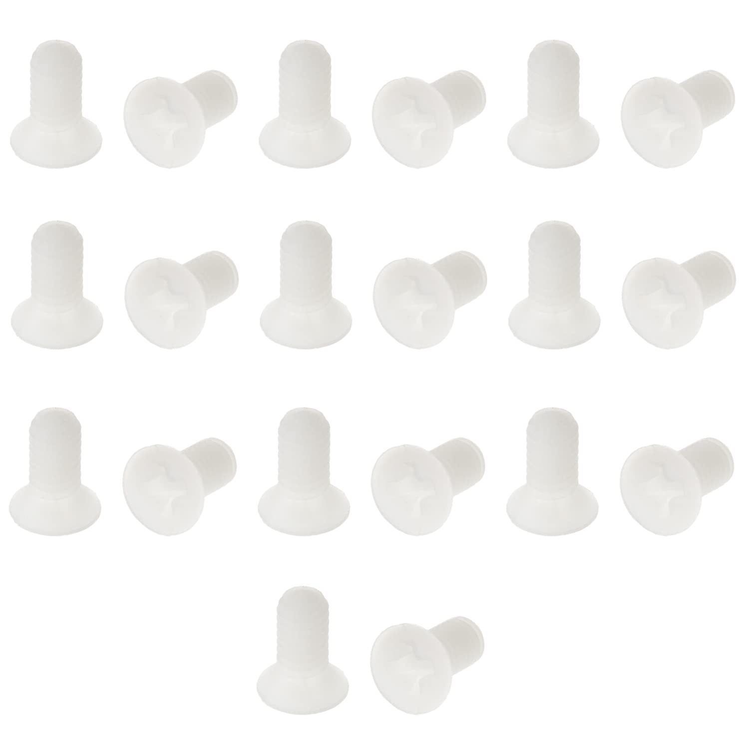 Yinpecly 100Pcs M4 × 8mm Nylon Machine Screws 304 Stainless Steel Phillips Pan Countersunk Flat Head Screw Plastic Fasteners Bolts White