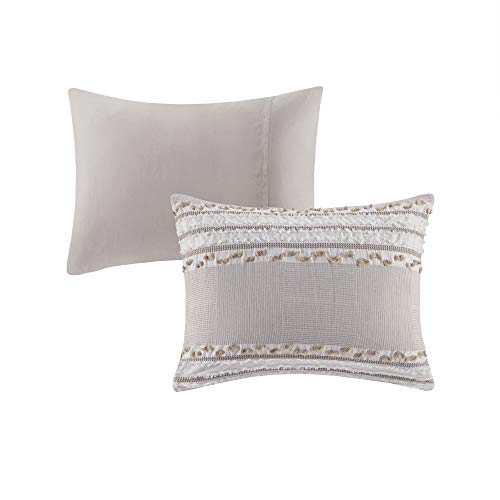 INK+IVY 100% Cotton Comforter Set Trendy Stripe Textured Design, Modern Down Alternative, All Season Cozy Bedding with Matching Shams, King/Cal King, Taupe Jacquard Stripes