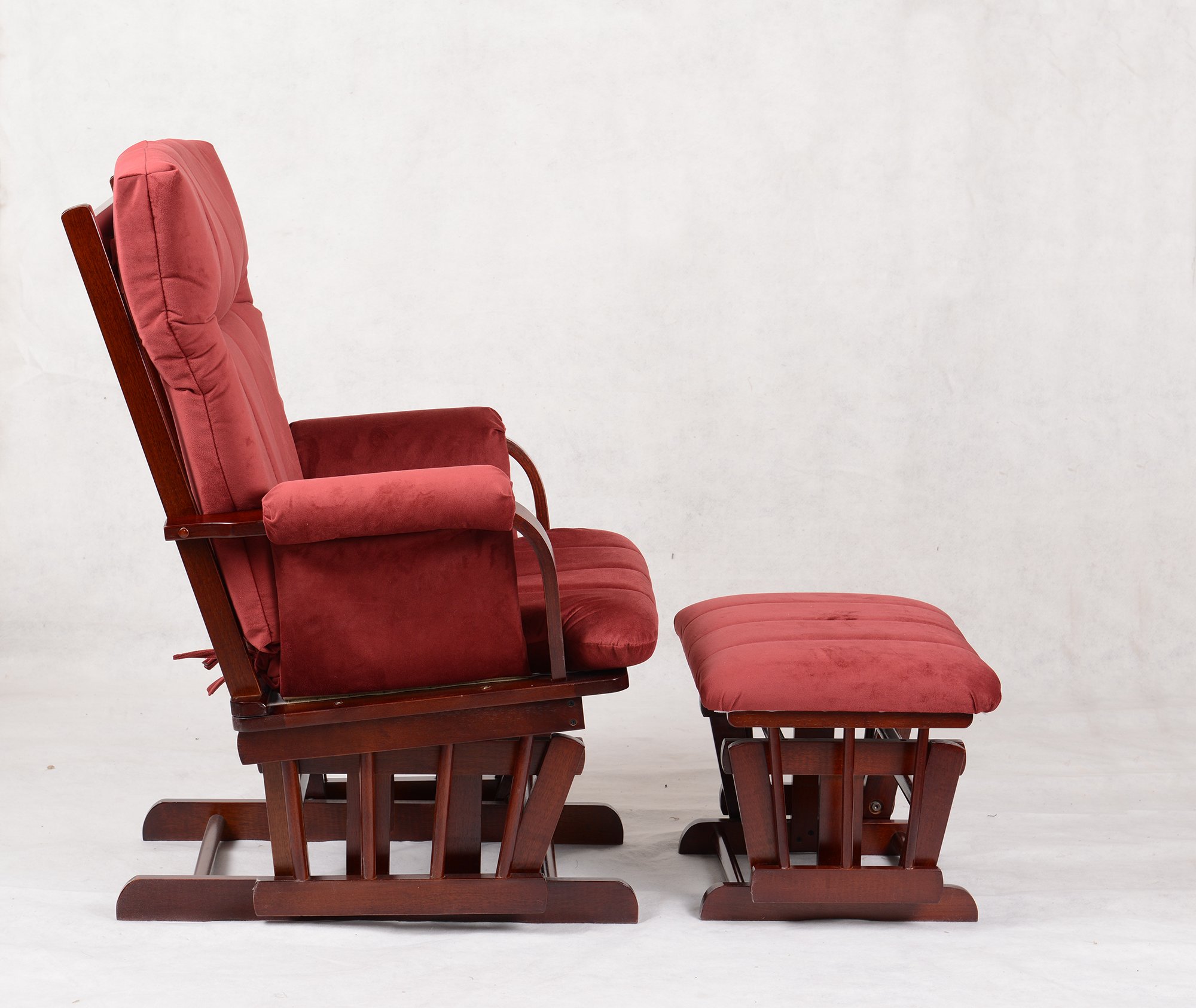 Artiva USA Home Deluxe Microfiber Cushion Cherry Wood Glider Rocker Chair and Ottoman Set (Marsala)
