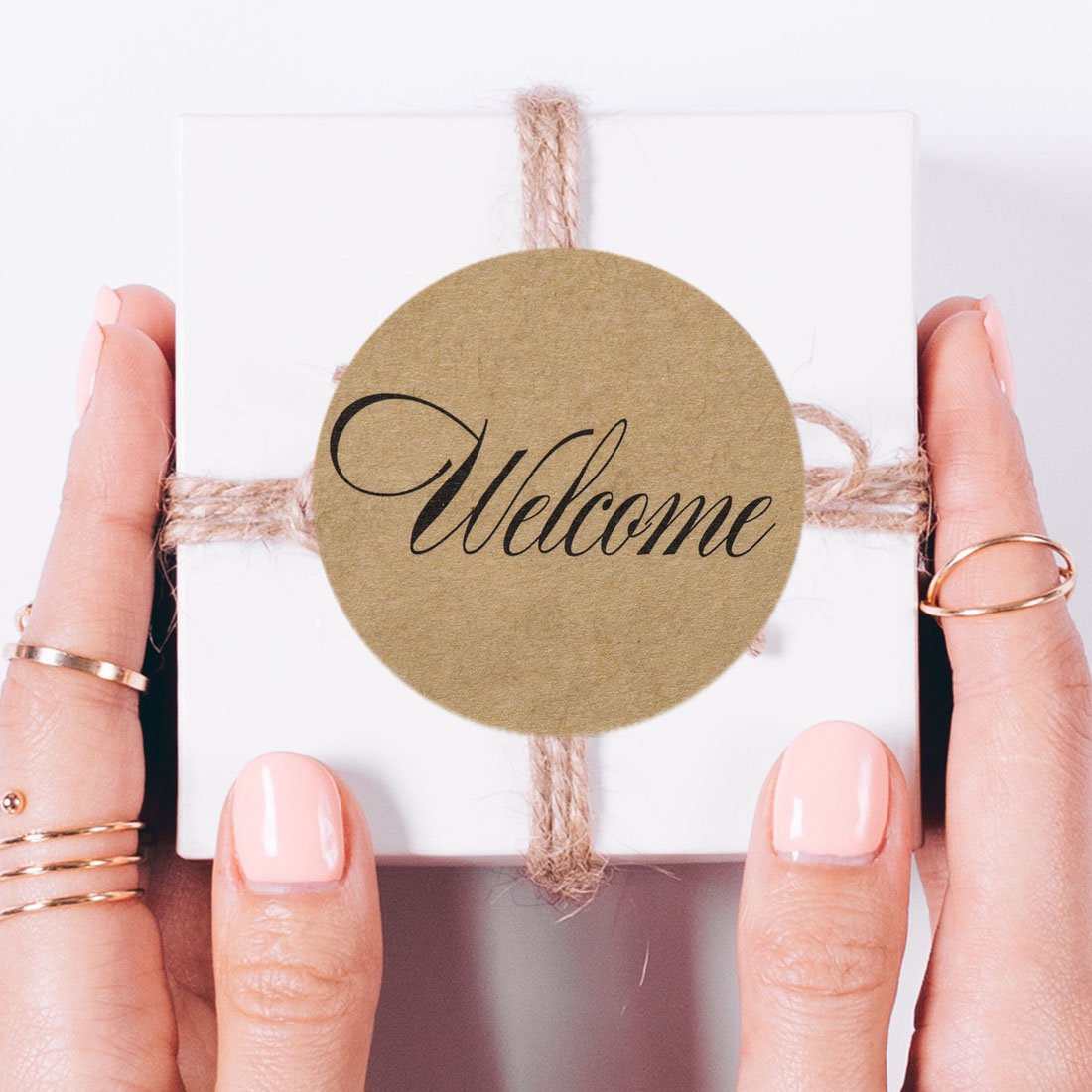 80-2” Kraft Welcome Stickers, Wedding Welcome Stickers, Wedding Favor Bag Sticker Labels