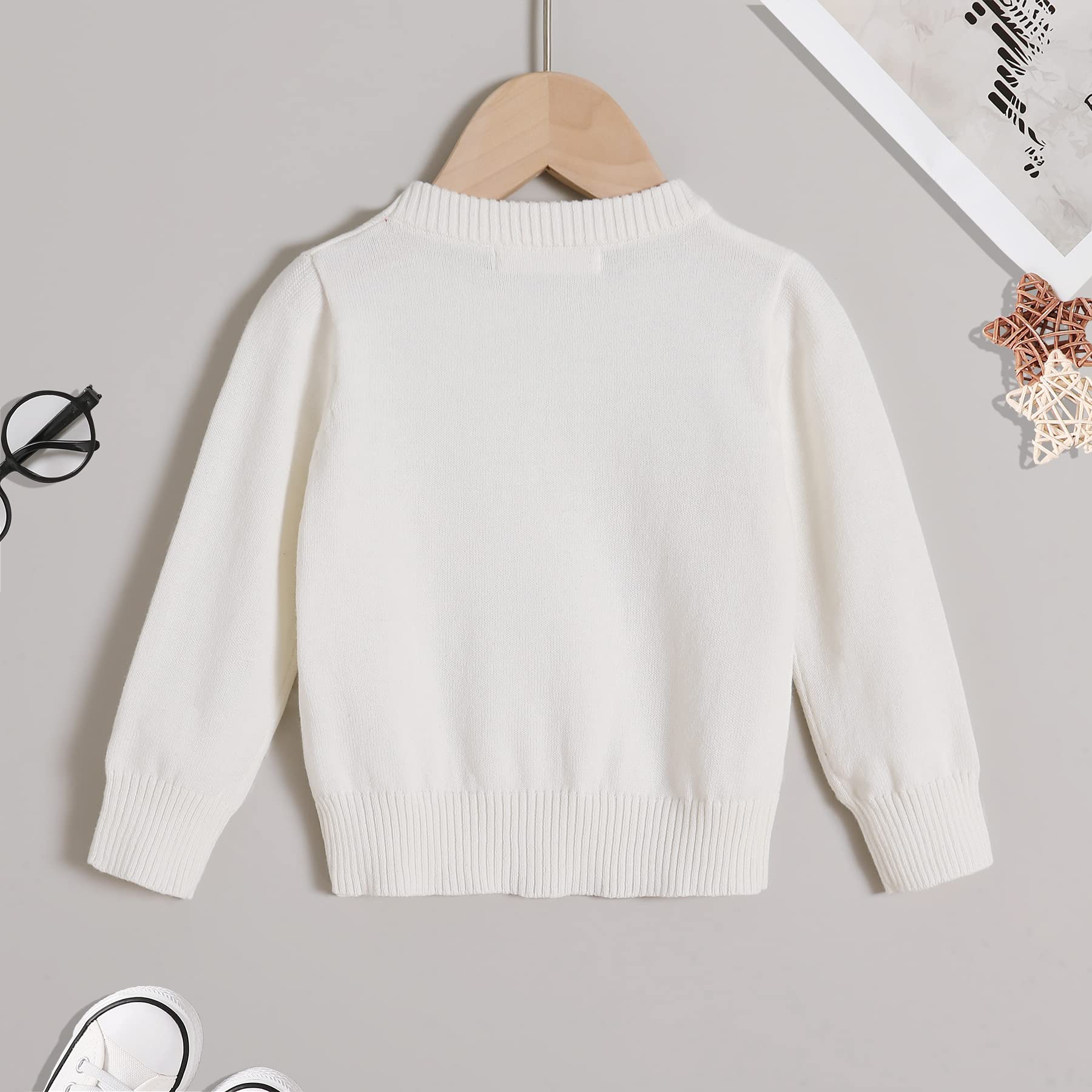 Baby Boys Girl Organic Cotton Sweater Tops Kids Fall Winter Knit Sweater Solid Color Outfit 1-5T (White, 18-24 Months)