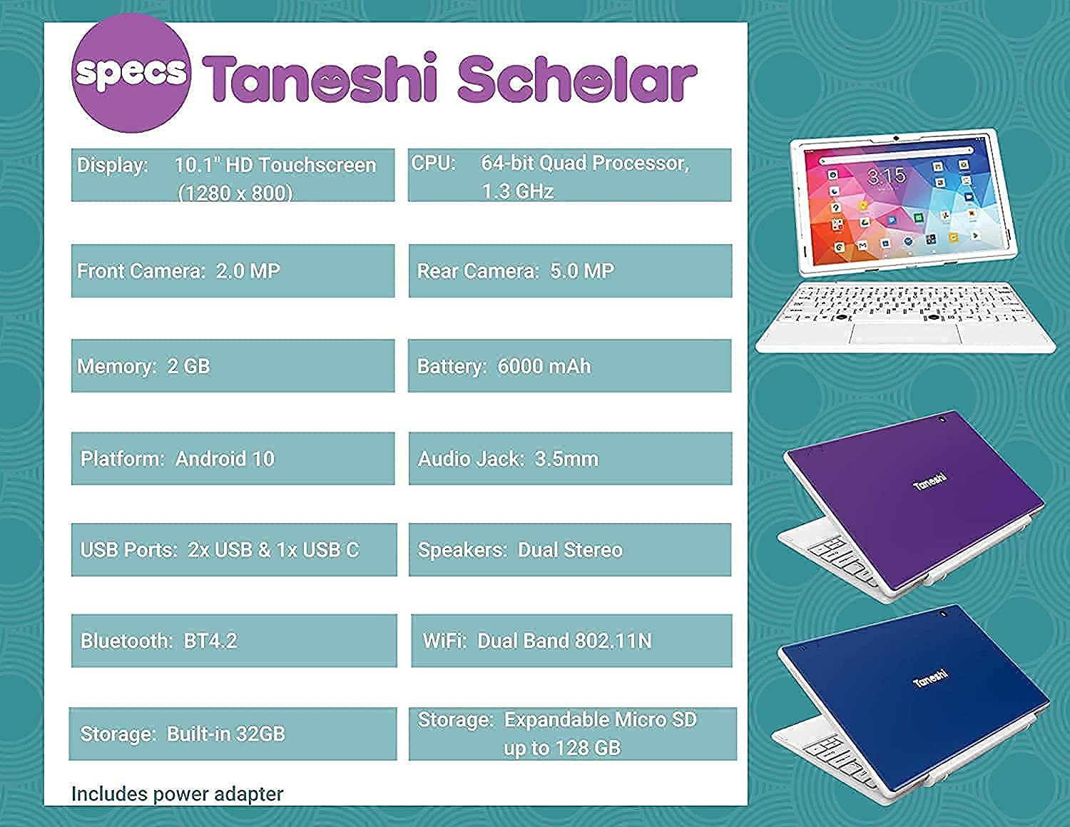 Tanoshi Scholar Kids Computer a Kids Laptop for Ages 6-12 with 10.1" HD Touchscreen Display (Purple) Kids Laptop-Sleeve (Purple)