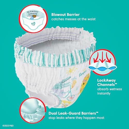 Pampers Easy Ups and Baby Wipes - Pull On Disposable Potty Training Underwear for Girls and Boys, Size 7 (5T-6T), 84 Count, ONE MONTH SUPPLY with Sensitive Wipes, 6X Pop-Top Packs, 336 Count