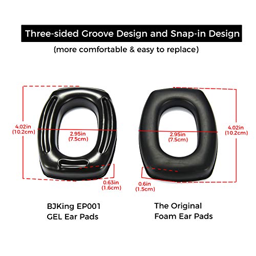 BJKing Gel Ear Pads, High Density Noise Reduction Replacement Gel Cups for Howard Leight Impact Sport Pro Sync Leightening Shooting Earmuff