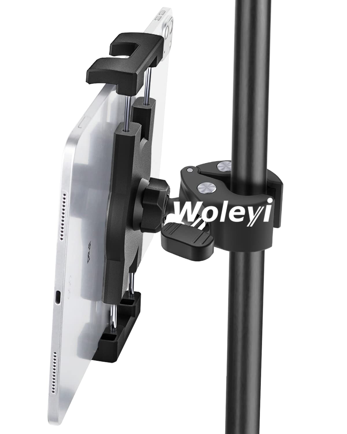 woleyi Tablet Mic Stand Holder, Microphone Music Tablet Mount with Ultra Stable C-Clamp, Compatible with iPad Pro/Air/Mini, Galaxy Tabs/Z Fold, Fire HD, iPhone, More 4.7-13" Cell Phones and Tablets