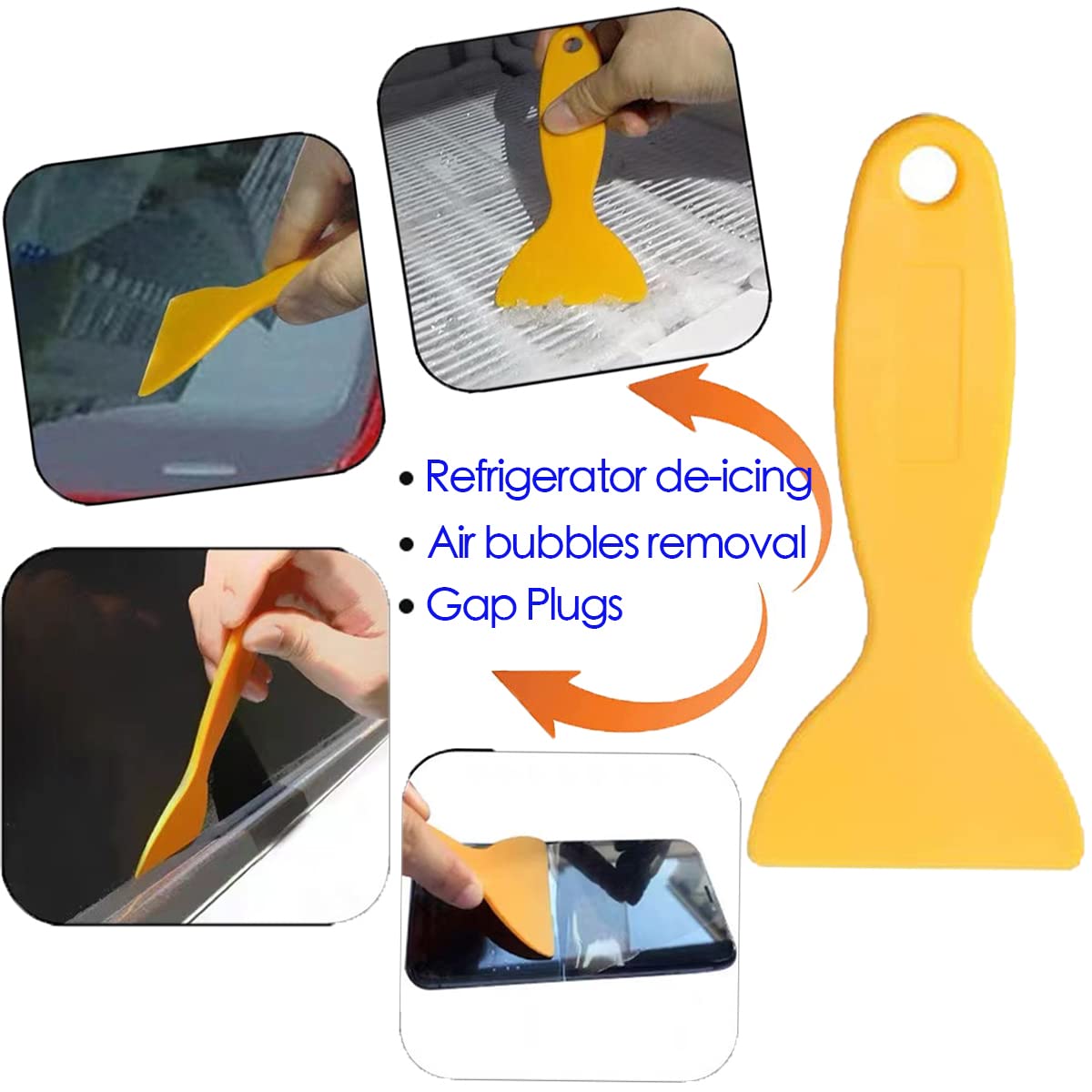 3Pack Plastic Razor Blades Scraper Tool (1Spatula)10 Double Edged blades,No Scratch Sticker Removal Scraper for Cleaning Adhesive Label Decal Glue from Stove top,Glass Window,Cooktop,Car Windshields.