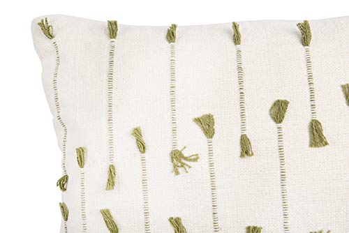 Creative Co-Op Handwoven Cotton Blend Lumbar Pillow with Tassels, Green