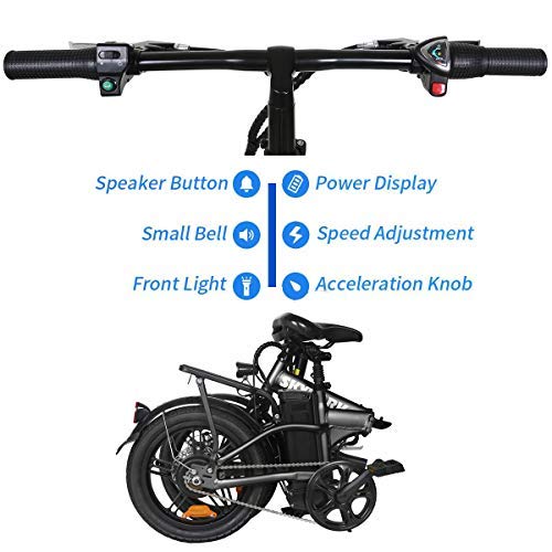 16" Folding Electric Bicycle Lightweight and 350W Brushless Motor Aluminum Folding EBike, Electric Bicycles for Adults(White)