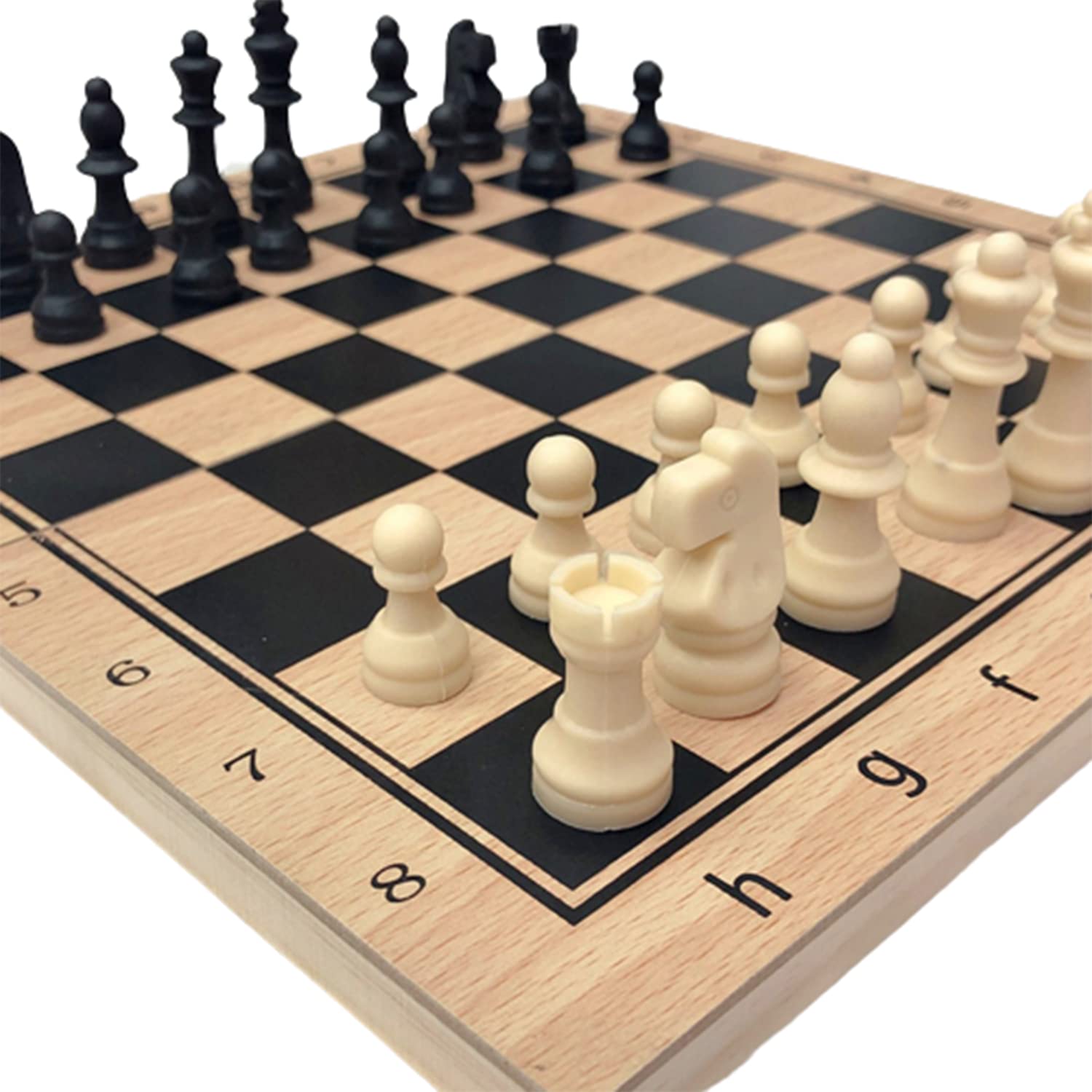 15" Classic Staunton Wooden Chess&Checkers Set with Folding Chess Board Chess&Checkers Pieces 2 Extra Queens,3 in 1 Board Games Includes Chess Checkers Backgammon