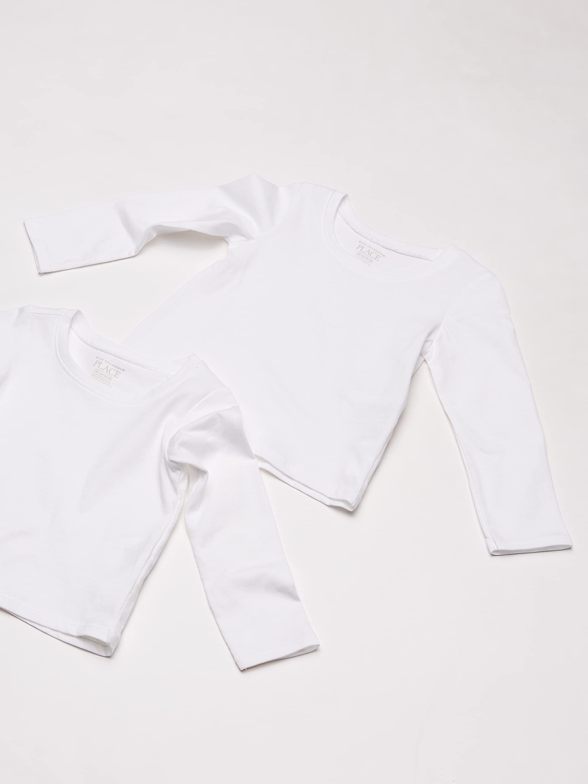 The Children's Place baby girls And Toddler Short Sleeve Basic Layering T-shirt T Shirt, White 2 Pack, 3T US