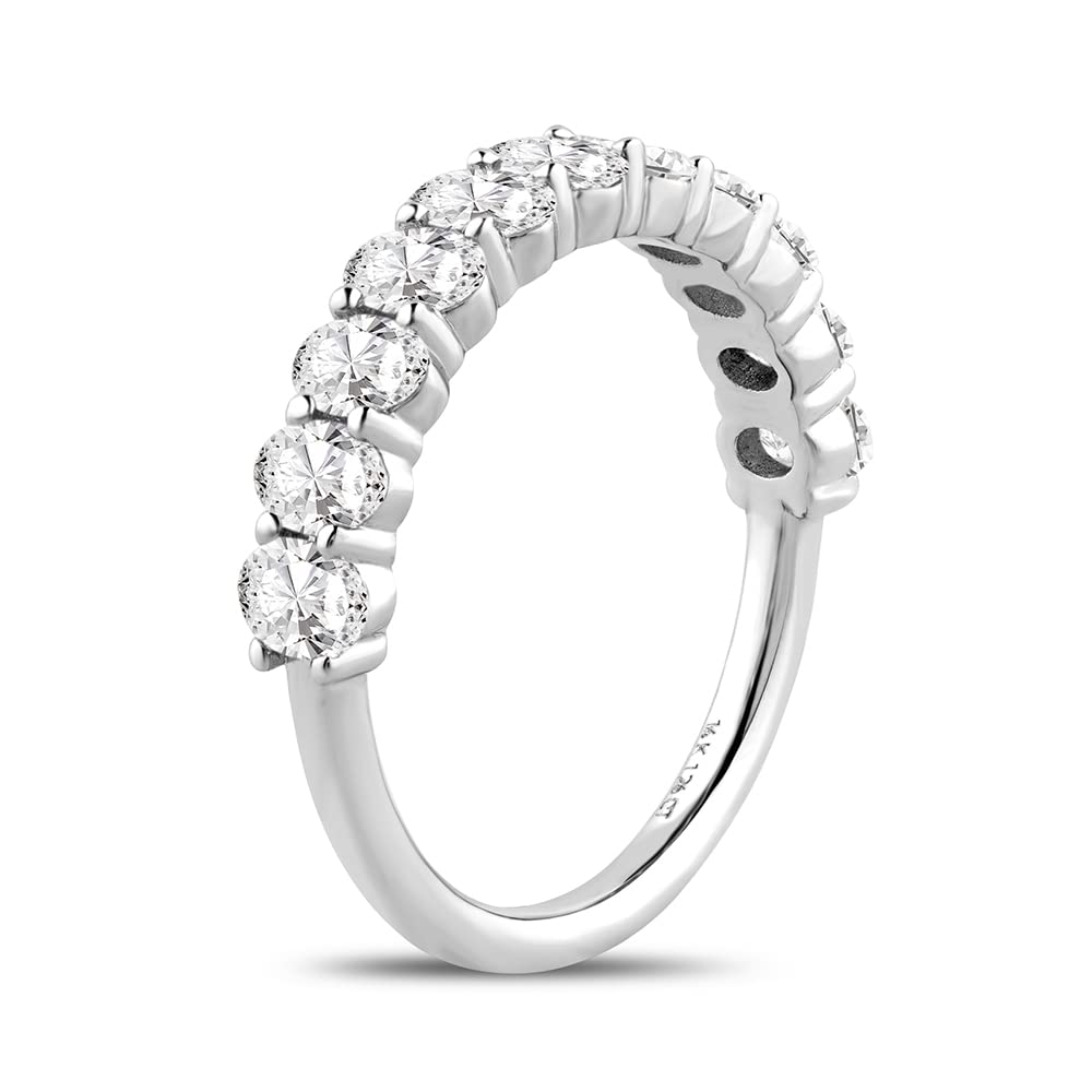 14k White Gold Oval Shape Lab Grown Diamond Half Eternity Band Ring (1 1/10cttw, Color E, Clarity VVS) Size 6