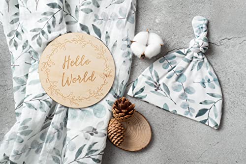 Miaoberry Eucalyptus Swaddle Set with Hat and Bow