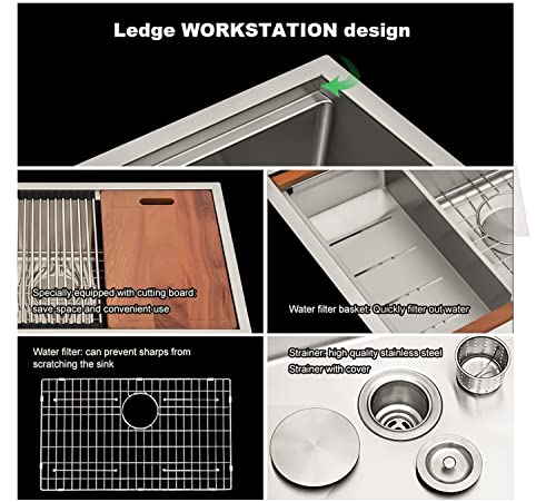30 Kitchen Sink Double Bowl - Sarlai 30 x 19 inch Undermount Sink Stainless Steel 16 Gauge Two Basin Low Divider 50/50 Under Counter Deep Kitchen Sinks with Accessories
