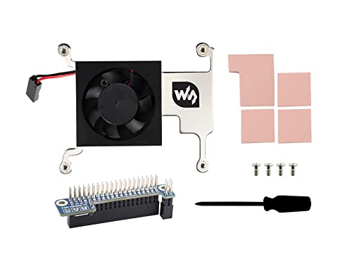 Waveshare Low-Profile CPU Cooling Fan for Raspberry Pi 4B/3B+/3B with Aluminum Alloy Bracket Include GPIO Adapter