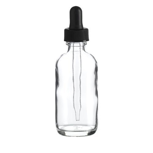All 4 You Boston Round Glass Bottle with Dropper, Clear, 4 oz, 120ml, 6 Piece