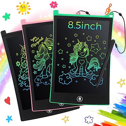 3 Pcs LCD Writing Tablet for Kids 8.5 Inch Colorful Doodle Drawing Tablet LCD Screen Kids Doodle Pad Portable Electronic Drawing Board for Kid Educational and Learning (Arc Colorful Style)