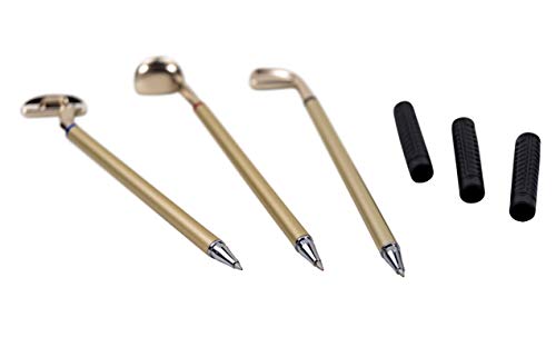 Golf Pen Set - 3 Signature Golf Pens - Mini Golf Club Pens - Best Golf Gifts for Dads - Unique Golf Gadgets for Men & Cool Desk Accessories for Office Colleagues