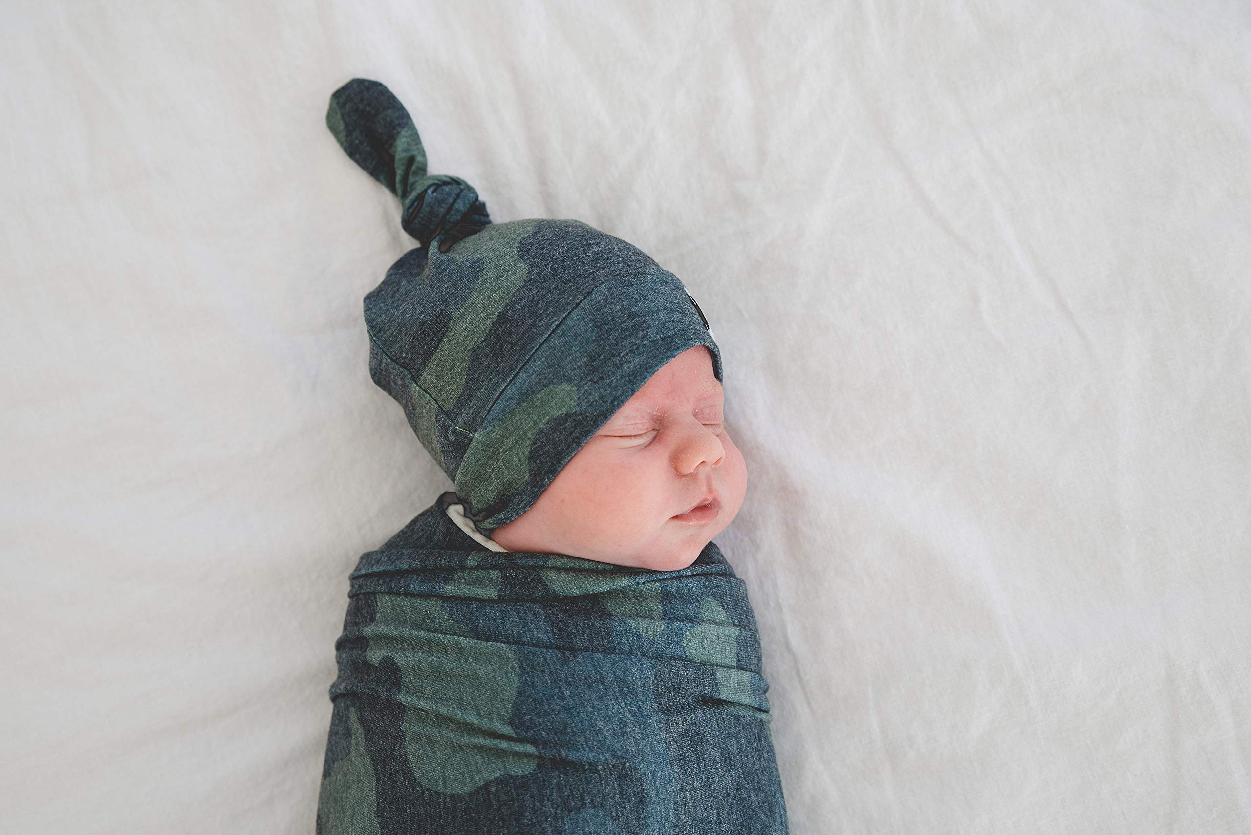 Baby Beanie Hat Top Knot Stretchy Soft"Hunter" by Copper Pearl