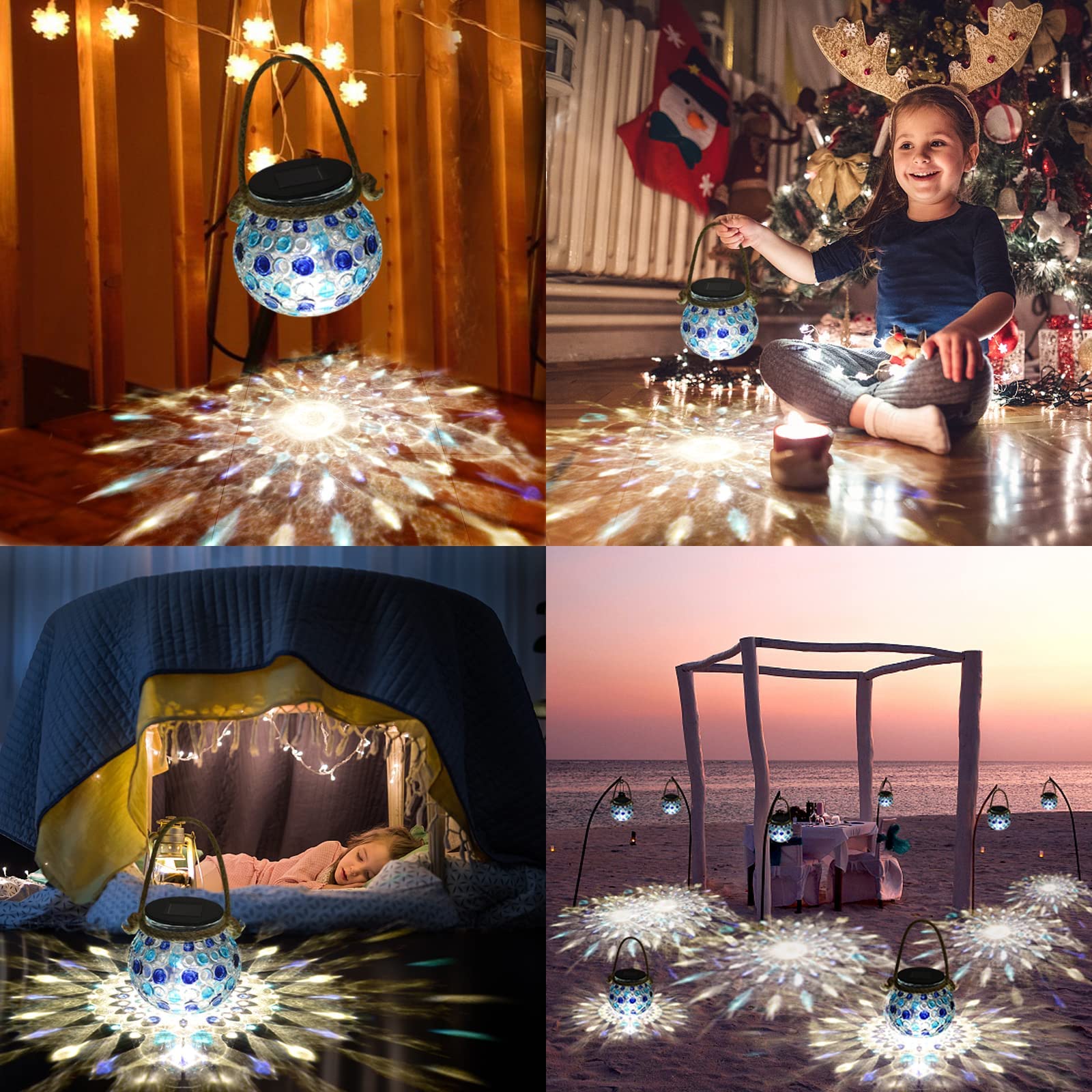 Aporana Solar Light Outdoor Waterproof, Solar Hanging Lanterns Garden, Glass Outdoor Solar Street Light, Solar Light Hanging Lanterns Outdoor Peacock Pattern or Table for Patio Courtyard (2 Pack)