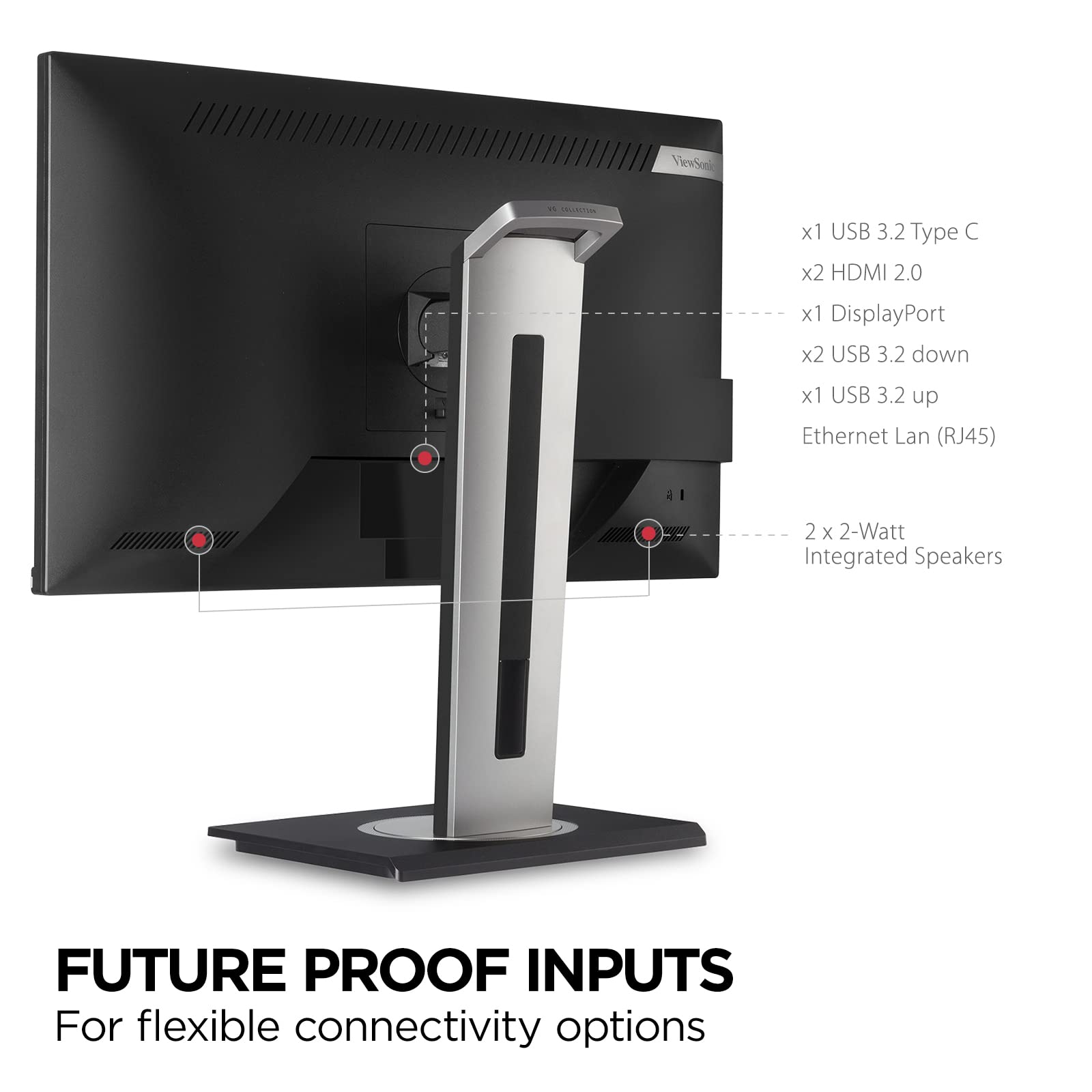ViewSonic VG2756-4K 27 Inch IPS 4K Docking Monitor with 90W USB C, RJ45, HDMI, Display Port (Renewed)