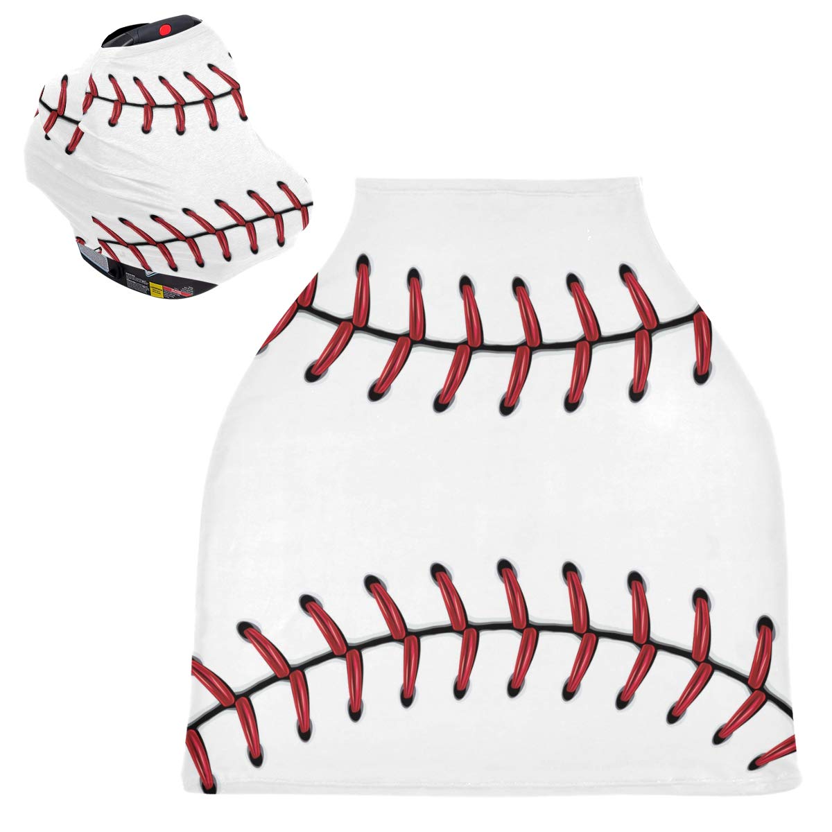 Baby Carseat Cover Canopy Breastfeeding Cover - Softball Baseball Nursing Scarf Breathable Infant Stroller Cover Baby Shower Gifts for Boy&Girl