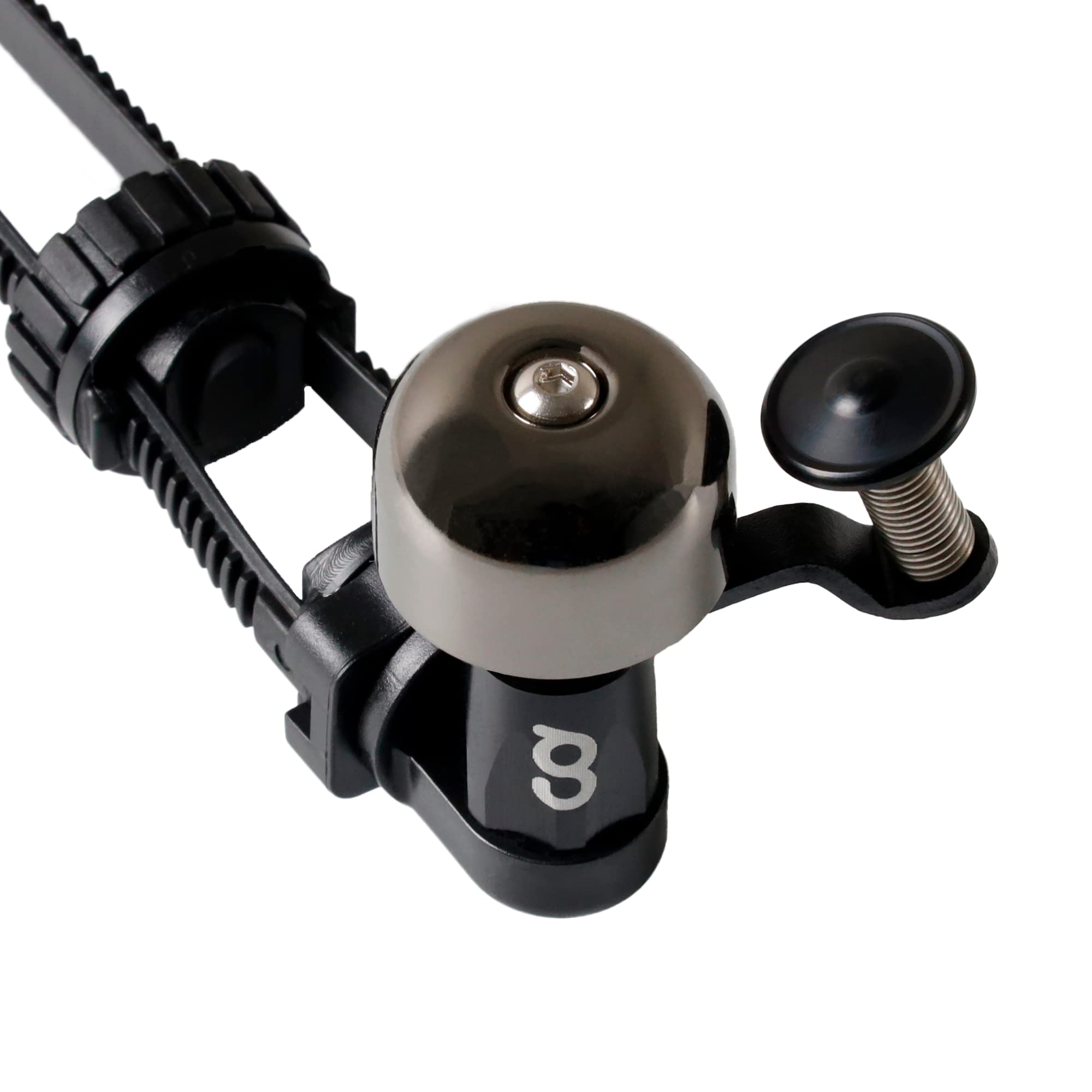 CyclingDeal Adjustable Clamp Tie Bike Bell Bicycle Horn 360 Degree Rotatable Bracket Universal Fit Design– Ideal for Road MTB Hybrid and E-Bikes - Loud Clear Crisp Sound