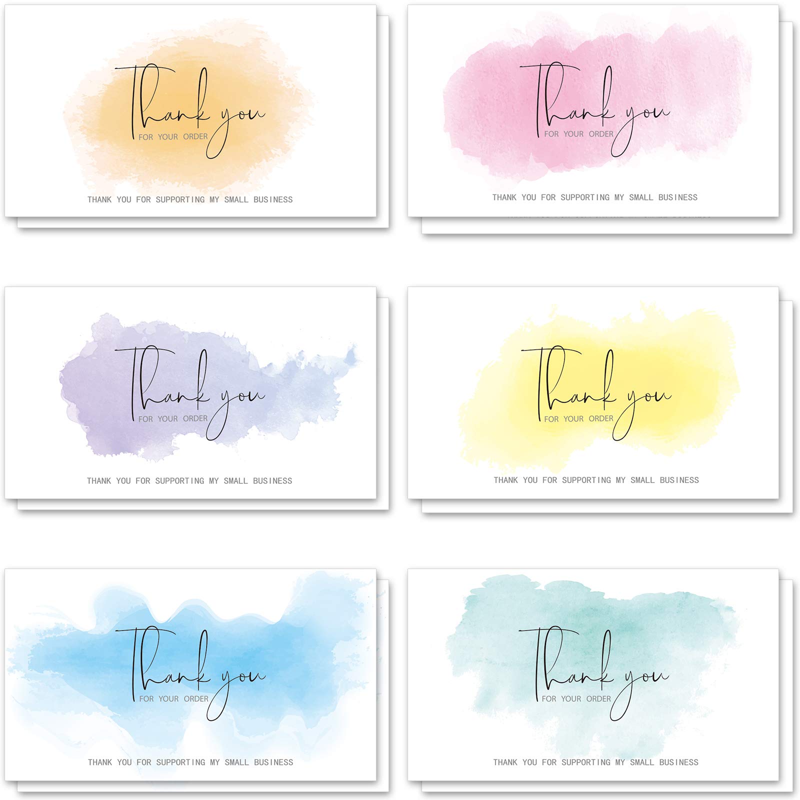 240 Pieces Watercolor Thank You for Supporting My Small Business Cards,6 Styles Small Customer Appreciation Card Colorful Thank You Business Card for Shop Online Retailer and Local Stores(240 Pieces)