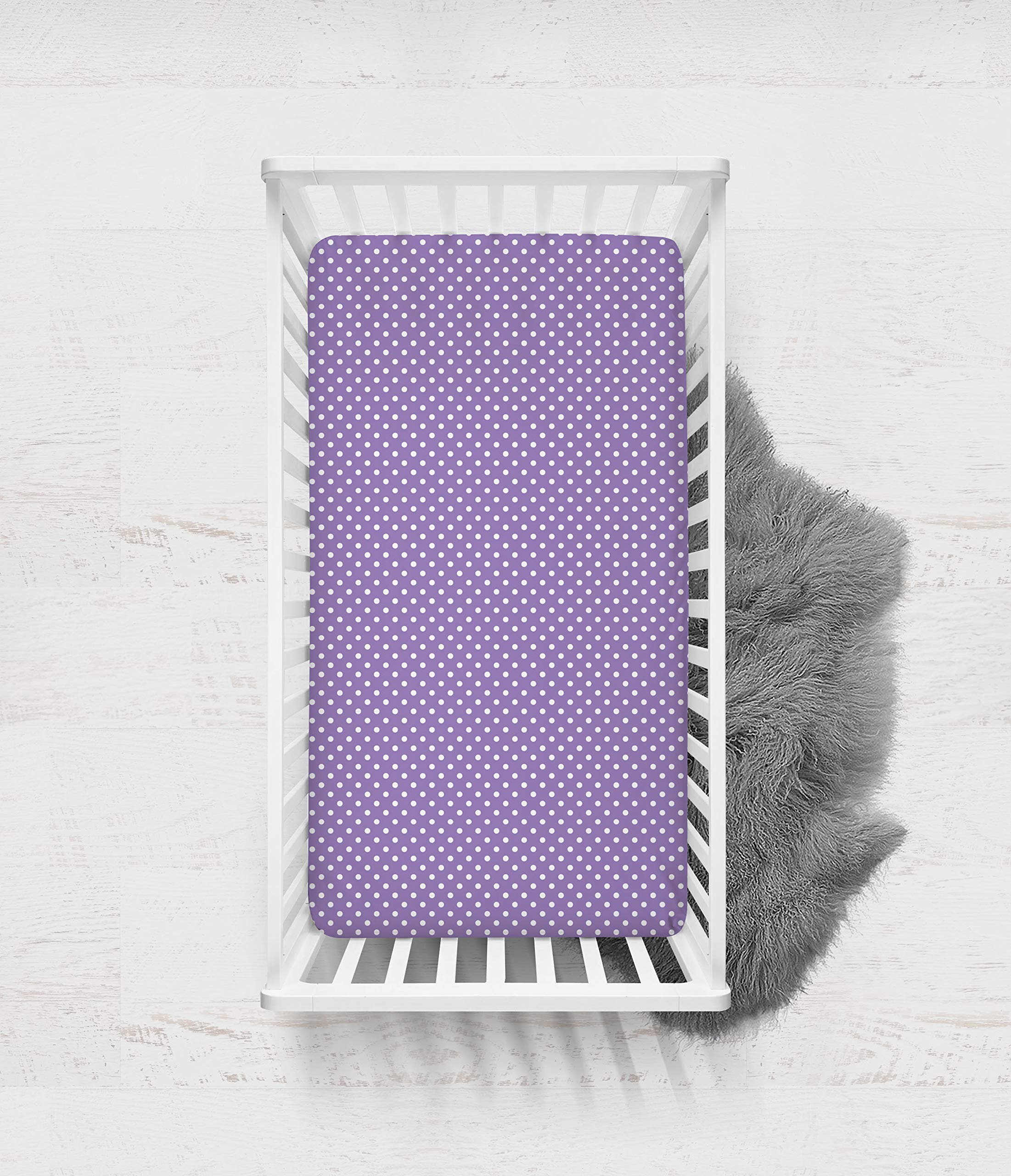Bacati - 2 Pack Mix and Match Pin Dots Girls 100% Cotton Universal Baby US Standard Crib or Toddler Bed Fitted Sheets (Pin Dots, Purple)