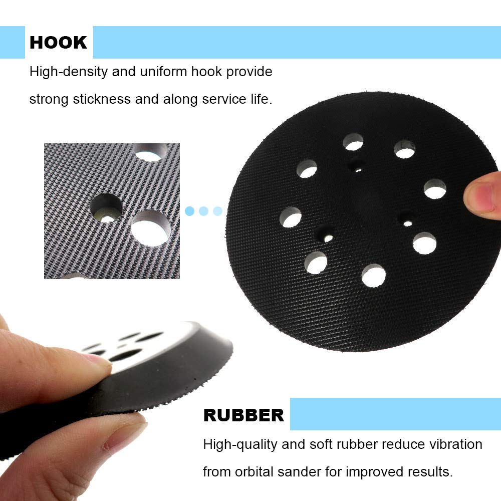 5 Inch Sander Replacement Pad with Metal Backing,Compatible with DeWalt OE# 151281-08,Fits DW421 DW423 DW4388 D26451 D26453 Porter Cable 343 382 Orbital Sander
