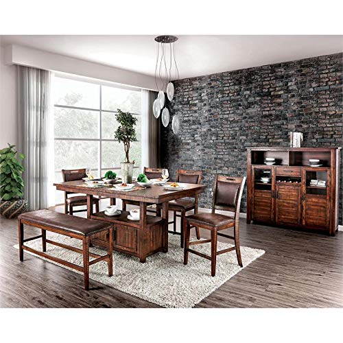 Furniture of America Beverly Solid Wood Counter Height Bench in Dark Oak