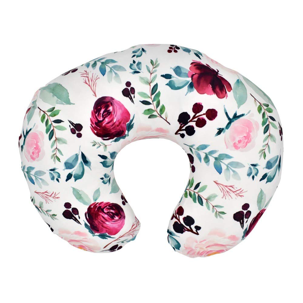 2 Pack (Floral & Peach) Nursing Pillow Cover Slipcover for Breastfeeding Pillows, Soft and Comfortable Safely Fits On Standard Infant Nursing Pillows (Floral & Peach)