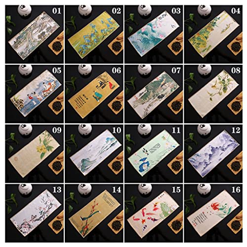 1pcs Chinese Painted Tea Towel Absorbent Rag, Thickened Table Cleaning Tea Cloth, Cotton Household Cloth Dish Cleaning Wipe Tea Towels (Color : 07, Size : 0.6x1.3ft)