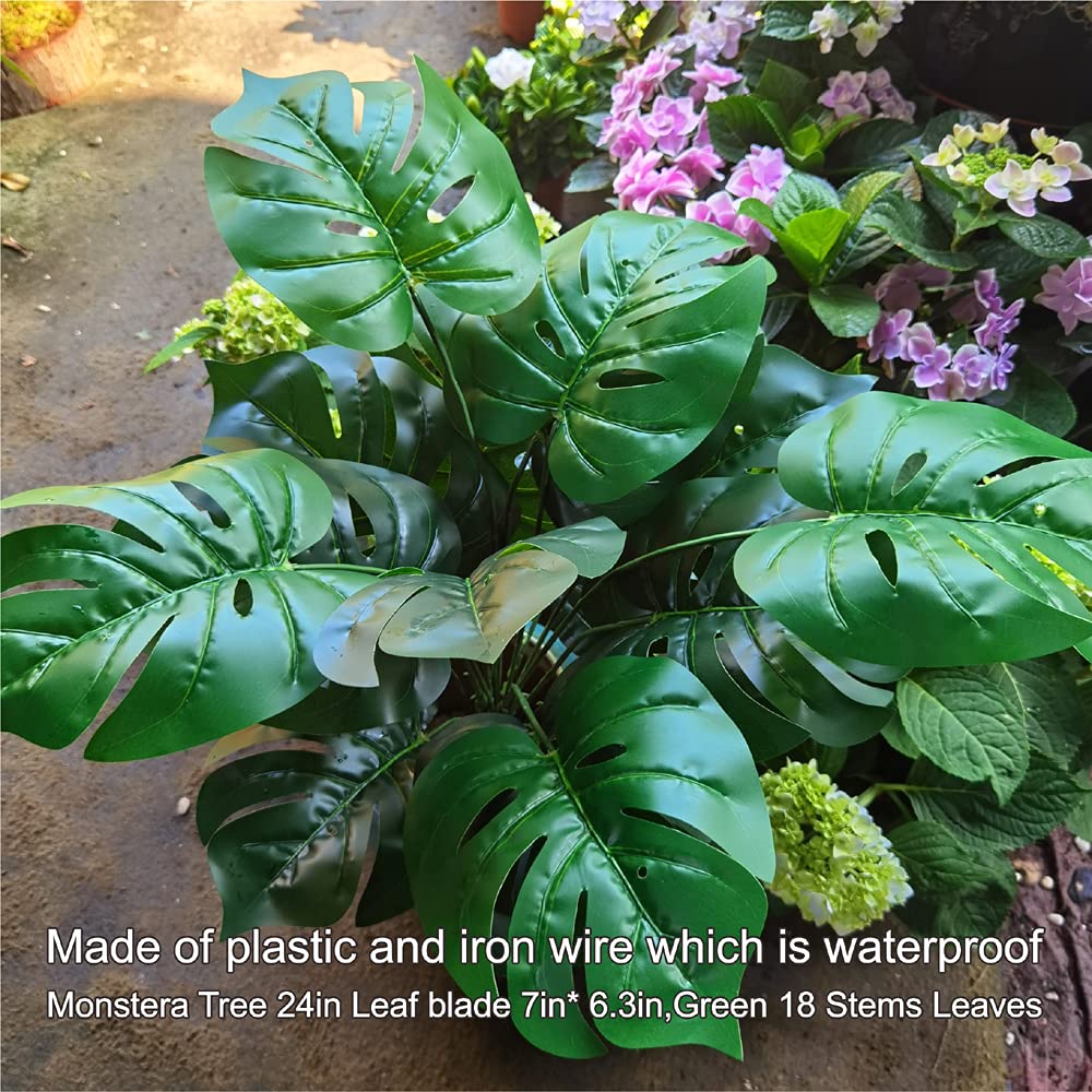 Artificial Tropical Plant turtleback Leaf (Green 18 Stems Leaves) Artificial Plant for Home Garden Office Store Decoration