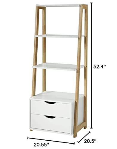 4D Concepts HEIDI BOOKCASE, White and Natural Wood