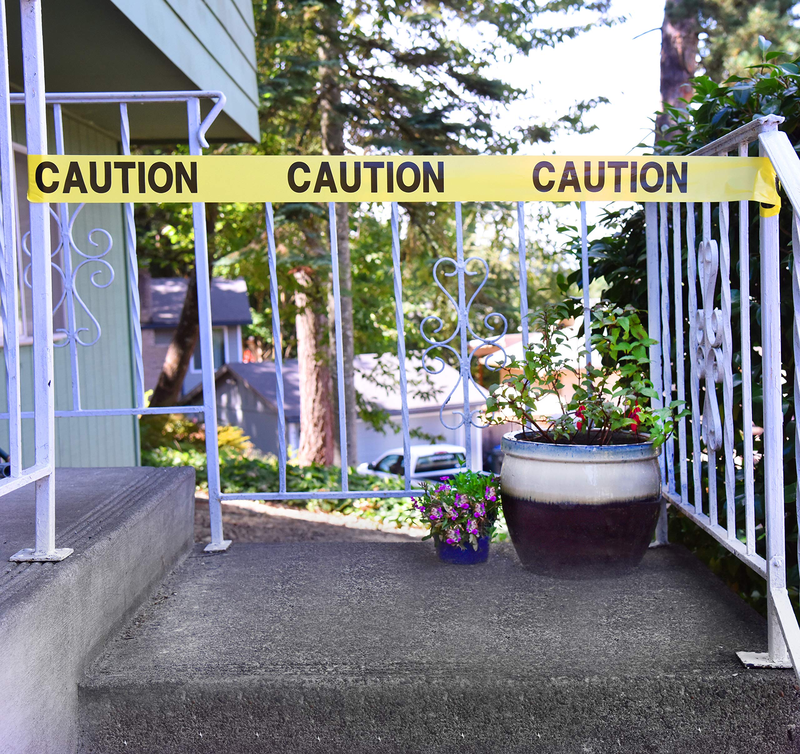 Caution Tape | Black and Yellow | Warning Keep Out | Halloween | Crime Scene Police Tape | Danger Barricade Hazard Construction Tape Roll | Do Not Enter | Flagging | 3 In x 1000 FT | by Teegan Tapes