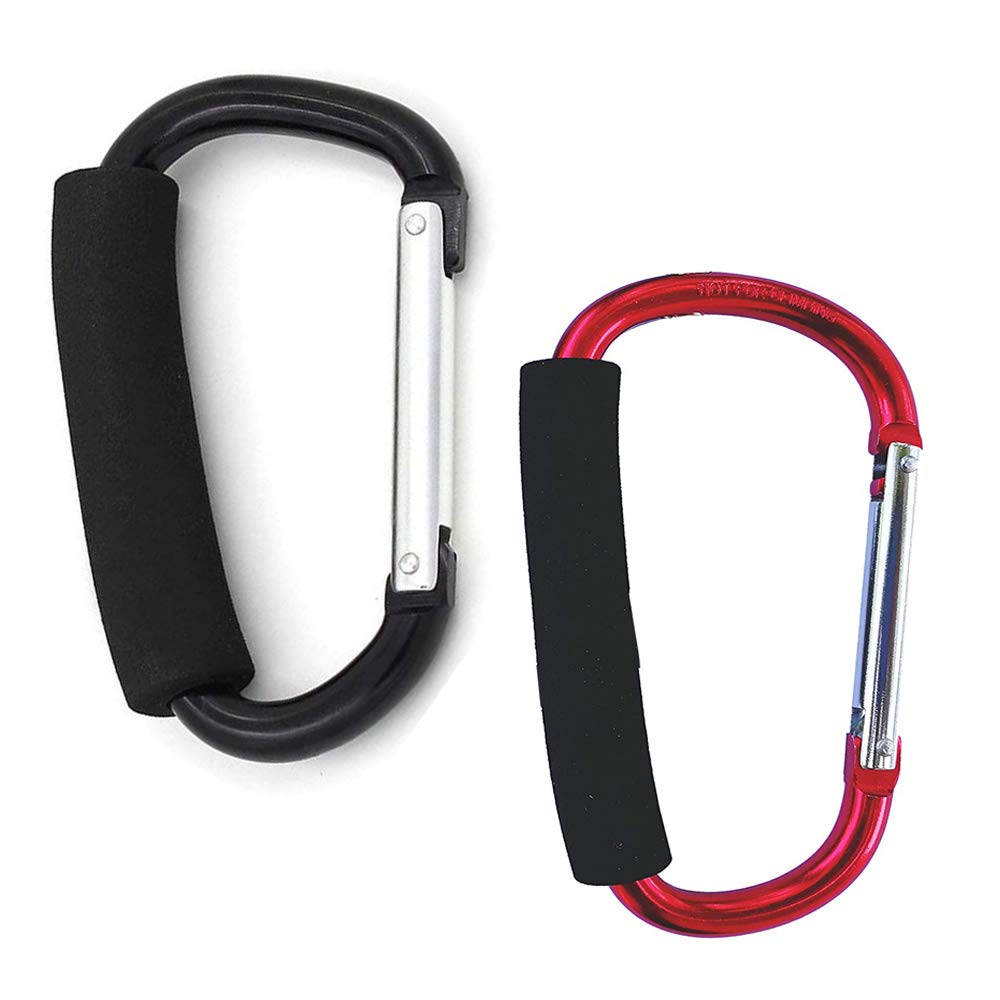 2 Pcs D Shape Large Buggy Carabiner Hook Pram Pushchair Stroller Clip for Strollers Prams Pushchairs and to Hand Carry Your Shopping Bags