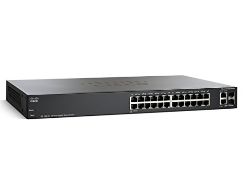 Cisco SG200-26 Gigabit Ethernet Smart Switch with 24 10/100/1000 Ports and 2 Combo Mini-GBIC Ports (SLM2024T-NA) (Renewed)