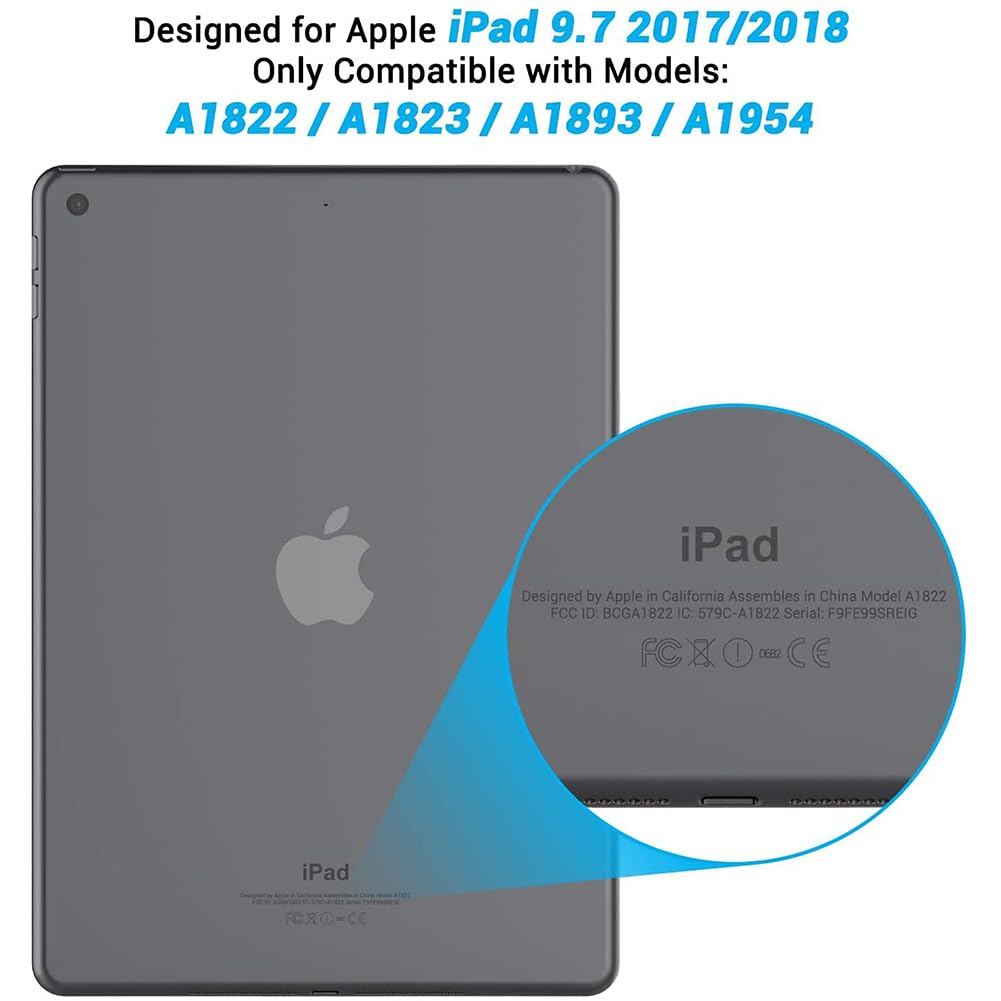 Asgens Case for iPad 9.7'' 5th/6th Generation 2017/2018, Transparent Slim Silicon Soft TPU Tablet Computer Case [Shock Absorption] for Apple New iPad 9.7 inch Models A1822/A1823/A1893/A1954