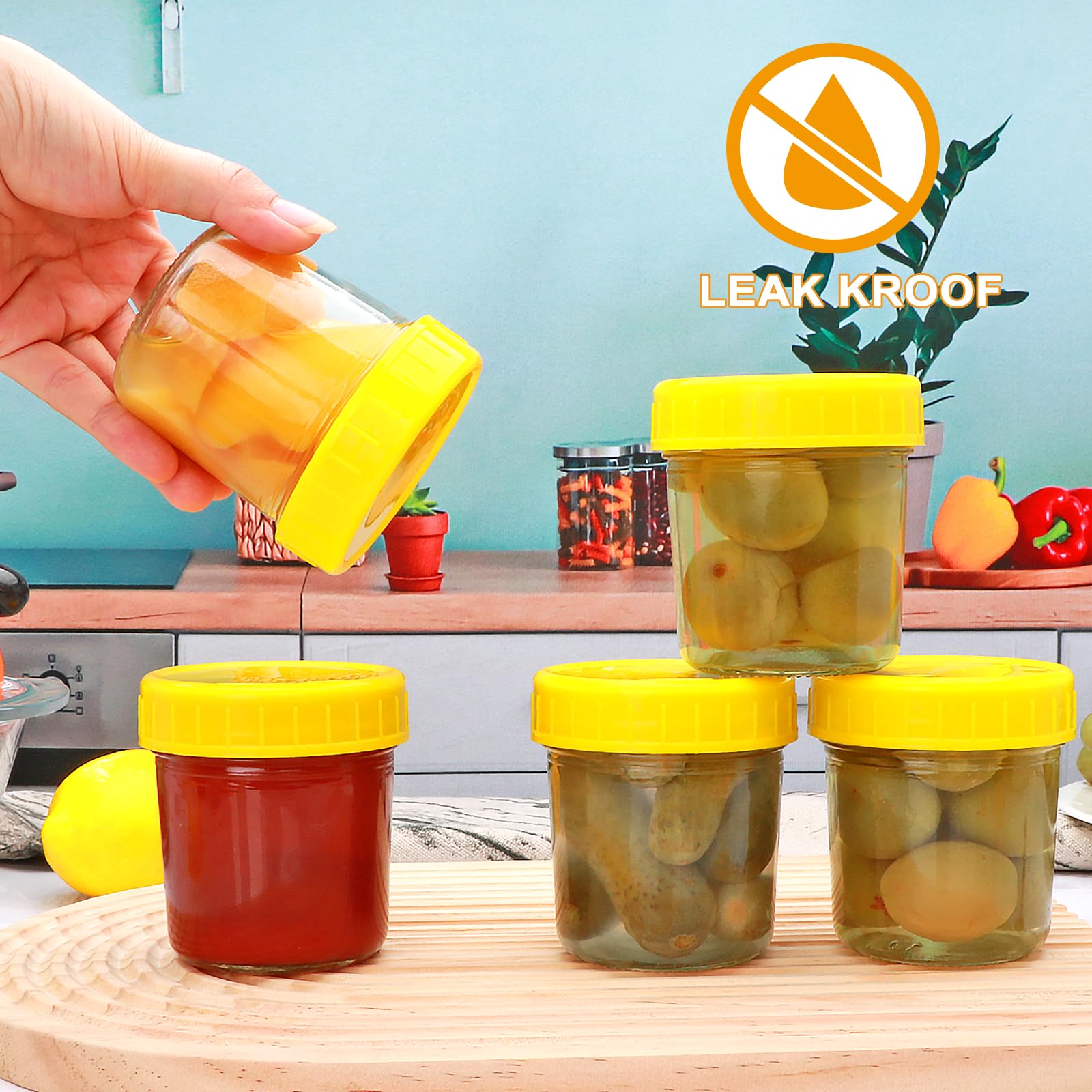 Brajttt Small Mason Jars 5 oz, Mini Canning Jar,16 pack Small Glass Jars with Regular Lids, Ideal for Jelly, Jam, Honey, Dessert, Spice