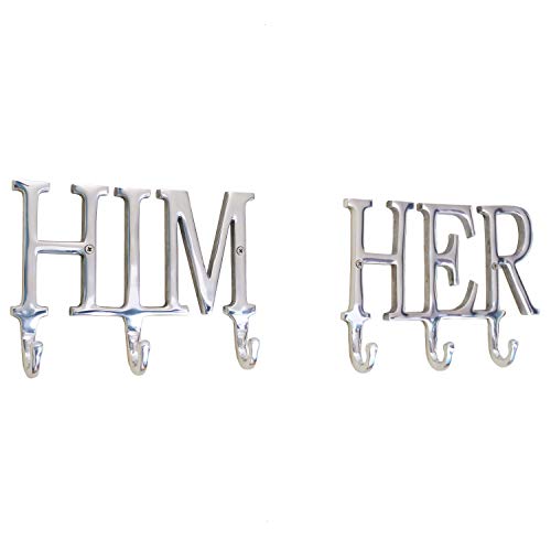 Bliss & Dane His and Hers Towel Hooks for Bathrooms | Set of 2 HIM and HER | Towel Racks for Bathroom |6 Robe Hooks | Bathroom Organizer | Wall Mounted | Bathroom Towel Rack | His and Hers Gifts