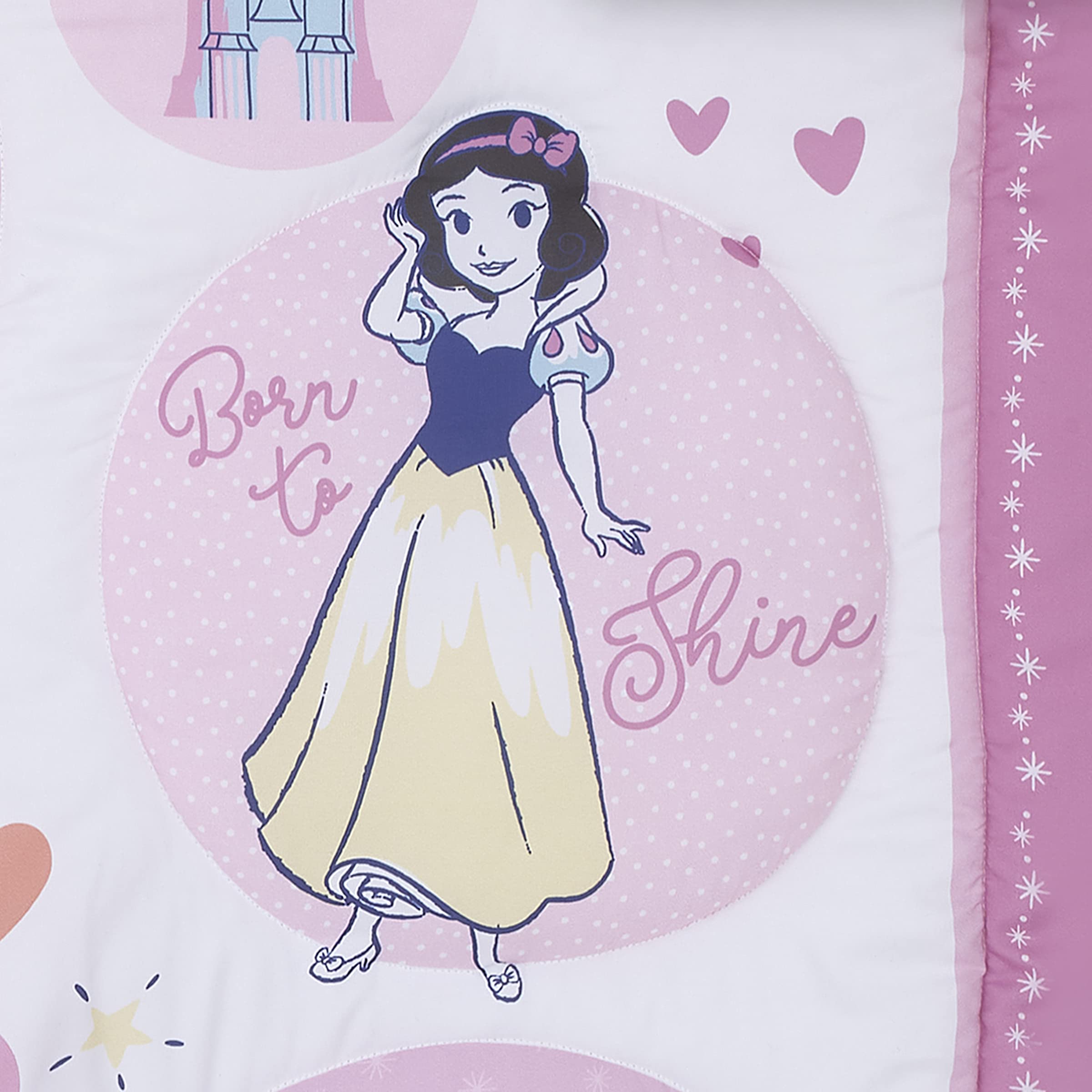 Disney Princess Dare to Dream 3 Piece Nursery Mini Crib Bedding Set - Comforter and Two Fitted Mini Crib Sheets