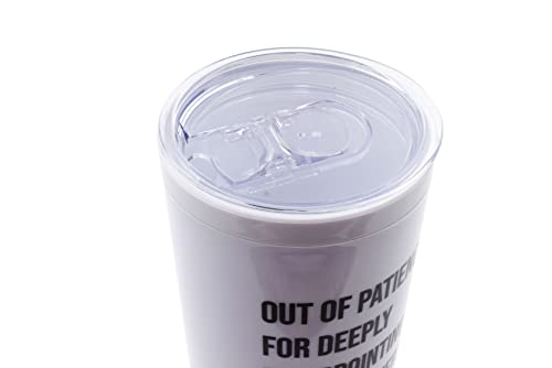 GETBULLISH Out of Patience for Deeply Disappointing Men in Unmerited Positions of Authority Feminist Travel Mug in White