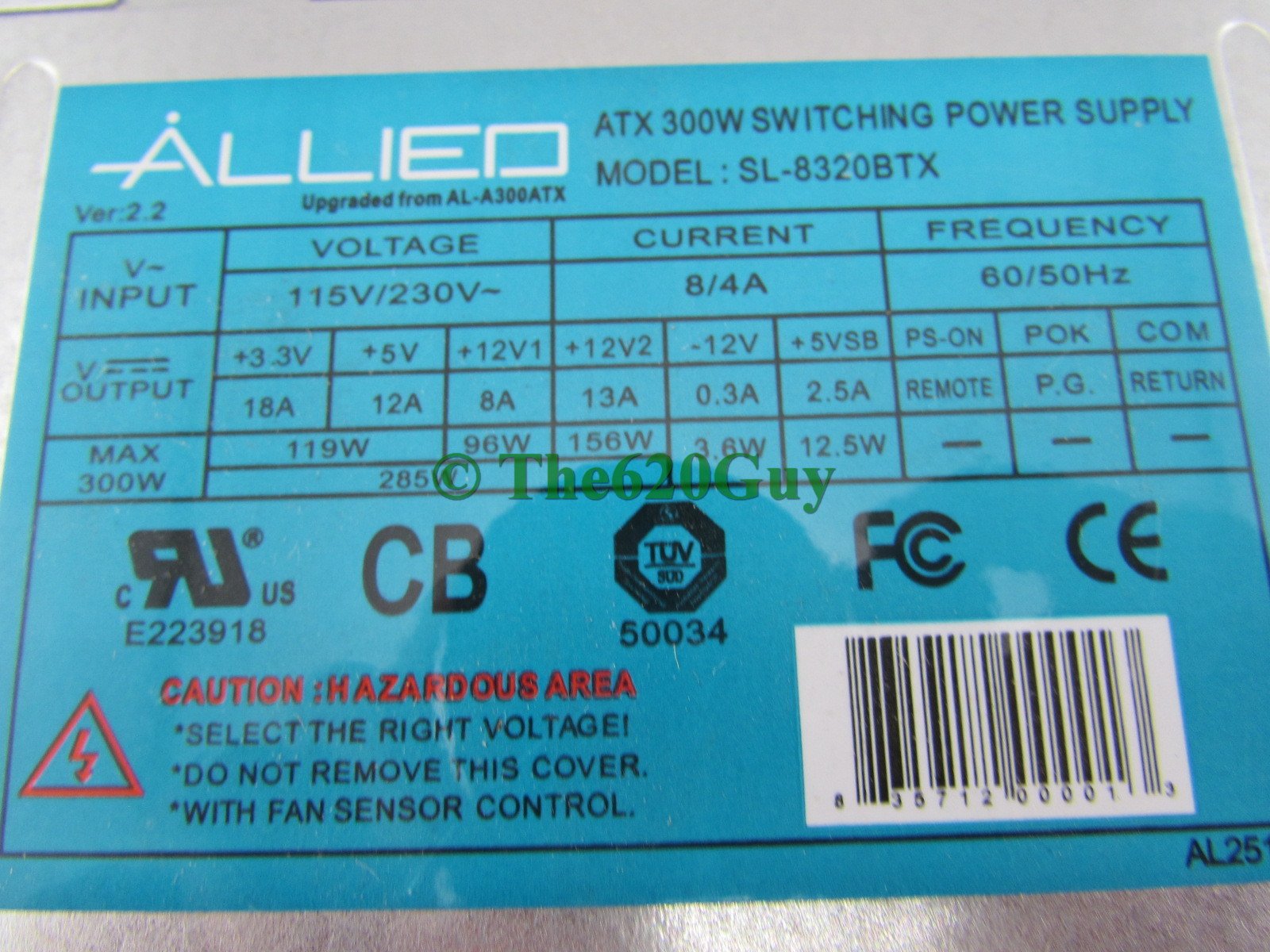 Allied SL-8320BTX 300W 24 Pin 4 Pin +12V Switching ATX Power Supply AL-A300ATX