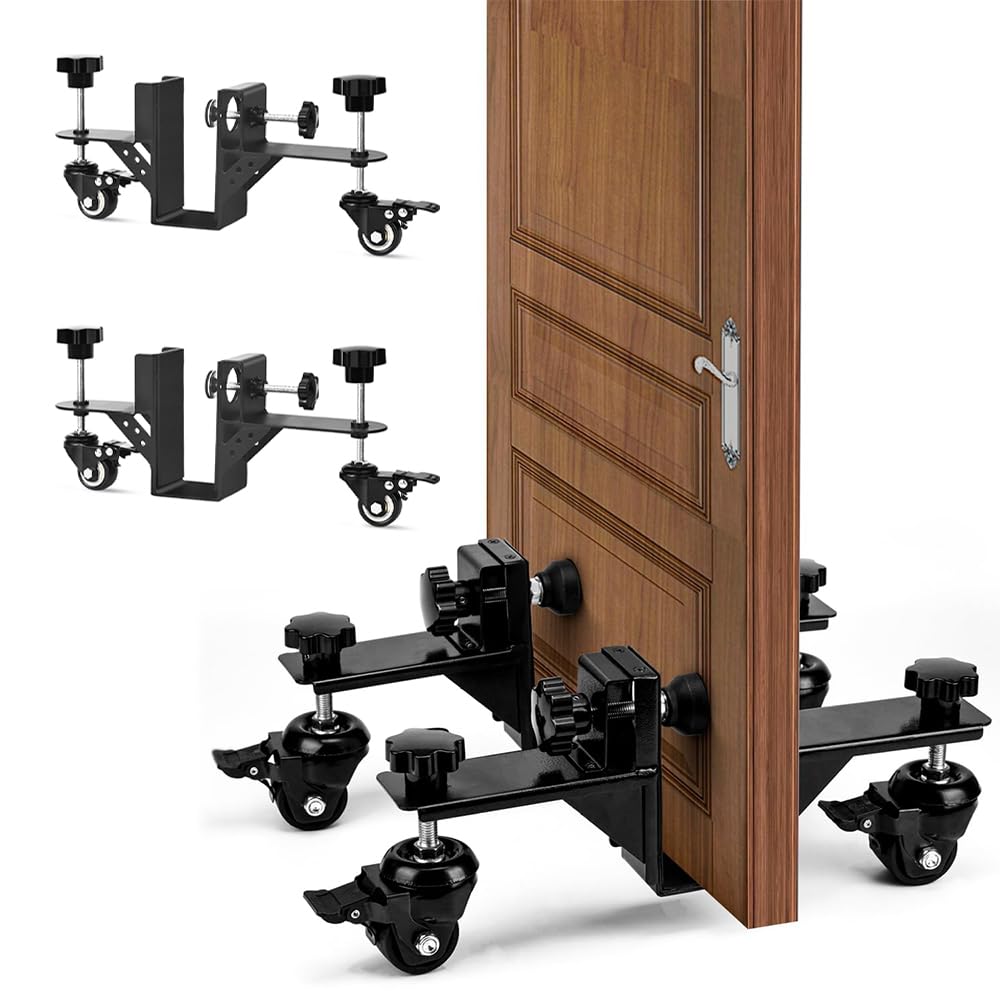 2024 Upgrade Saker Heavy-Duty Door Installation Kit, 2PCS Door Dolly for 0.8 to 2.36 Inch Pre-Hung, Slab, and Front Doors, Door Installation Tools, Door Lifter