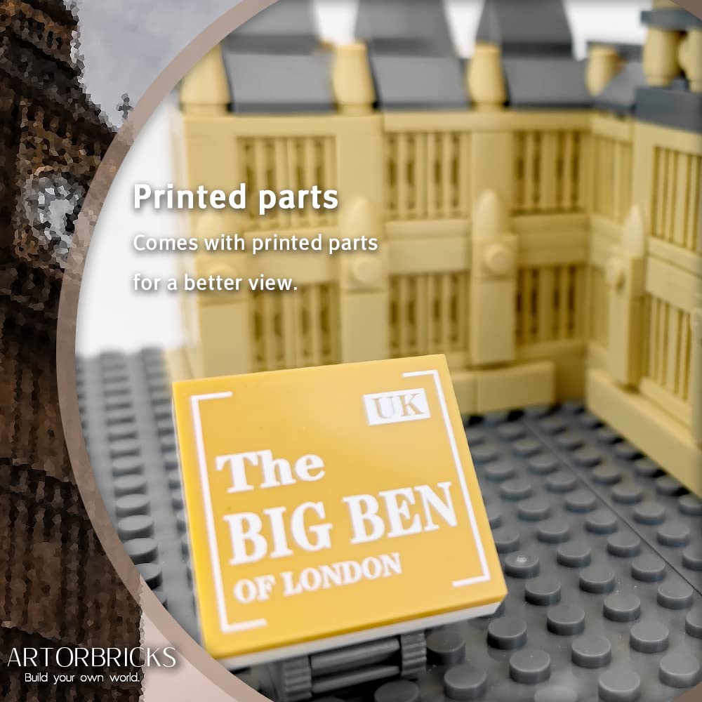 ArtorBricks Architectural Elizabeth Tower Big Ben Building Set Model Kit and Gift for Adults (891 pieces)