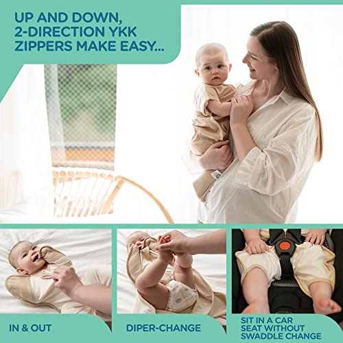 CCOCCOZAM Swaddle, Organic, Air mesh, White, Medium, 3-6 momths, 13-19 lbs, Transition Baby Sleep Sack Allow Your Baby to Sleep in a Preferred up-arm Position, Designed for Free Hand Movement