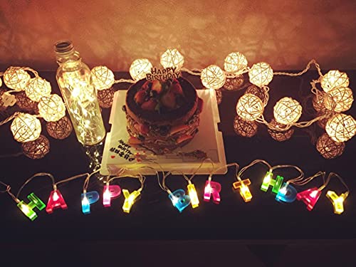 9.84ft LED String Lights Happy Birthday Decorative String Light, Battery Powered Happy Birthday Letter String Lights for Home Garden Party Wedding Birthday Indoor Outdoor Decoration