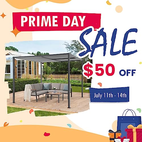 COBANA Outdoor Pergola, 9β x 9β Patio Aluminum Pergola Sun Shade with Adjustable Textilene Roof for Garden, Backyard, Lawn, Poolside