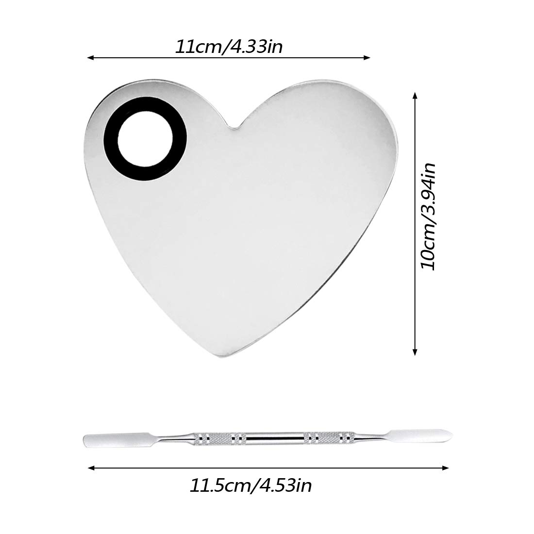 2 Pack Makeup Palette and Spatula Set,Professional Stainless Steel Cosmetic Mirror Lady Mixing Palette Tool With 6 Pcs Sponge Eyeshadow Makeup Applicator With Handle + 2 Shapes Silicone Lip Mask Makeu